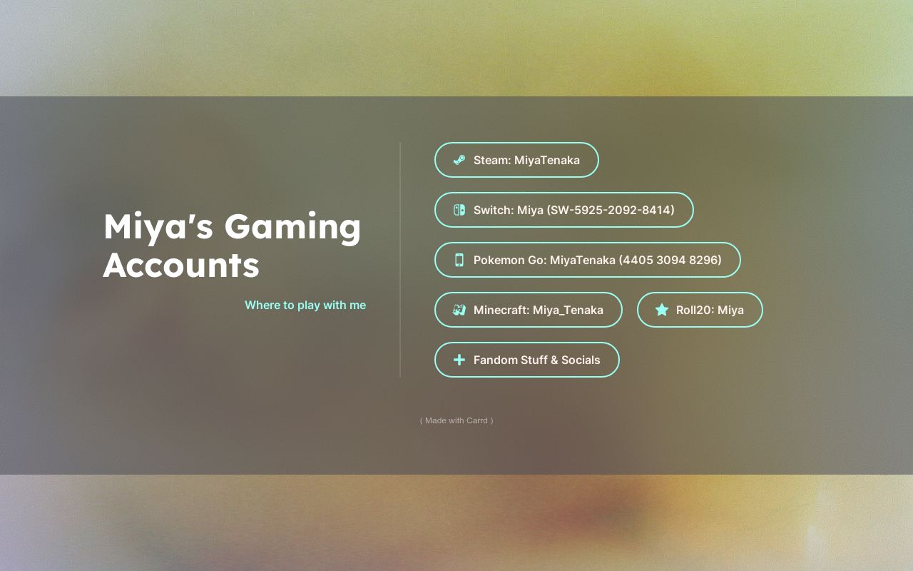 Miya's Gaming Accounts